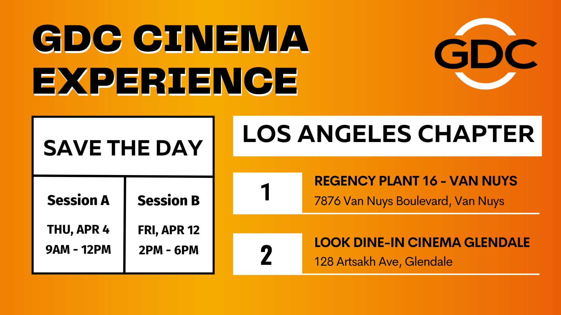 GDC Cinema Tour RSVP | GDC Technology